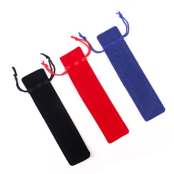 Custom Suede Pencil Pouch | Promotional Drawstring Velvet Pen Bags