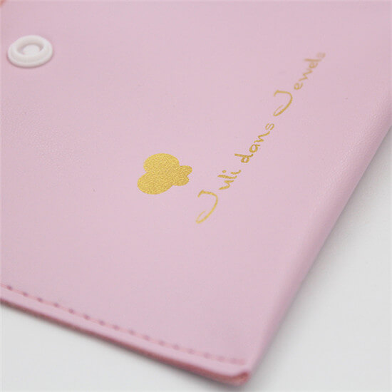 Hot Stamping Logo Pu Leather Envelope Pouch with button closure