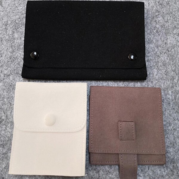 Mini Velvet Envelop Flap Pouch With Button Jewelry Pouch